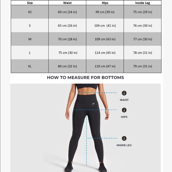 gymshark womens leggings size guide